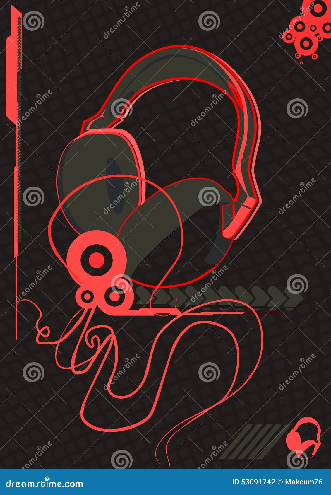 Headphone Poster stock vector. Illustration of artistic - 53091742