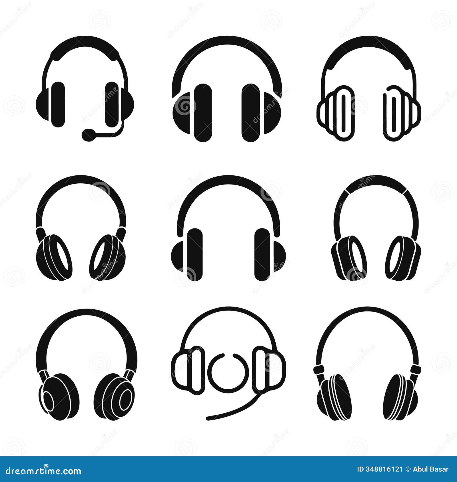 Headphone Printable Vector Illustration, Headphone Icon Vector for Web ...