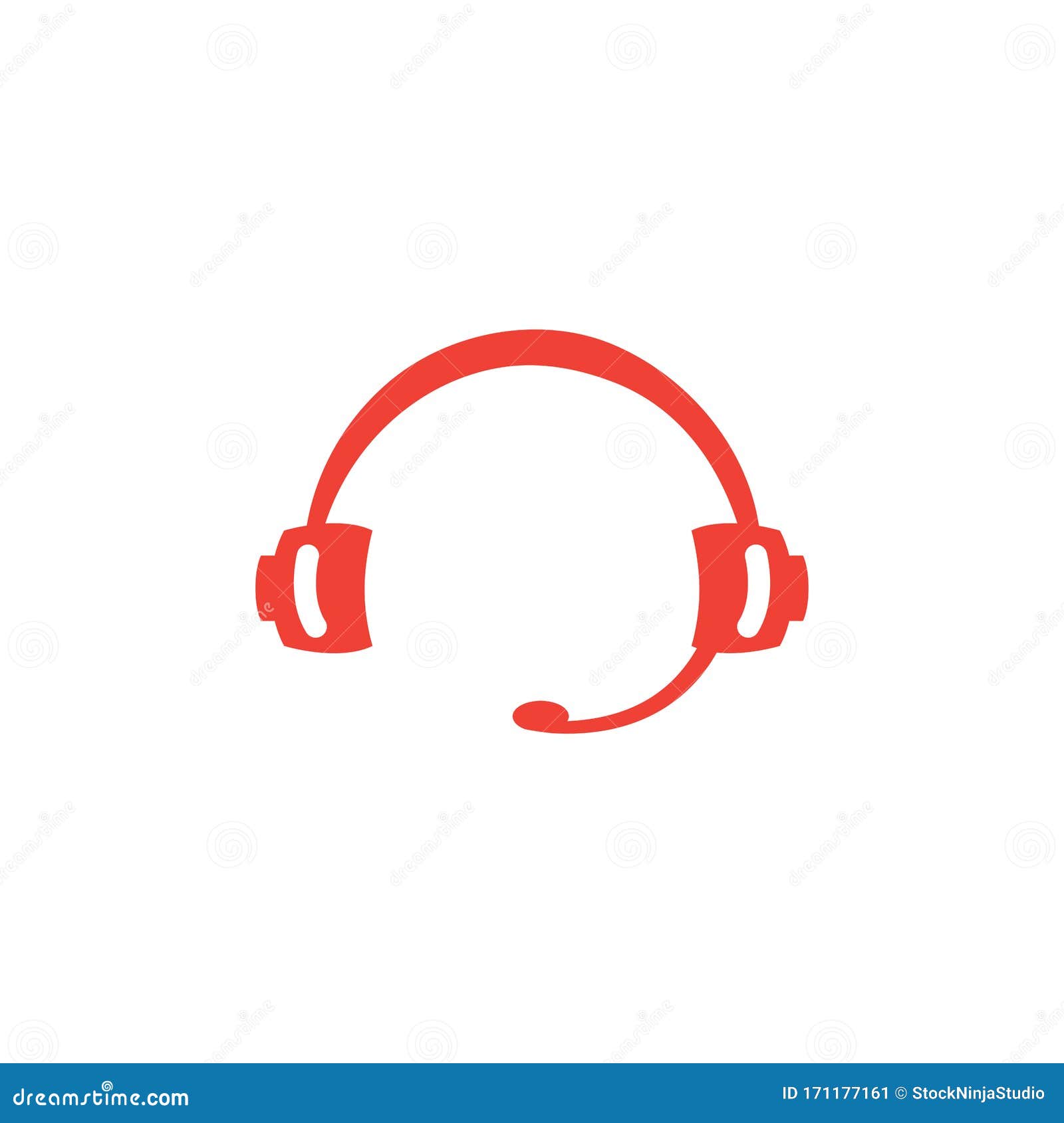 Headphone Red Icon on White Background. Red Flat Style Vector ...