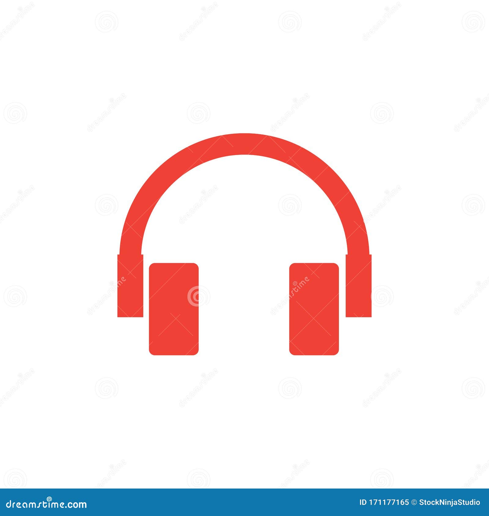 Headphone Red Icon on White Background. Red Flat Style Vector ...