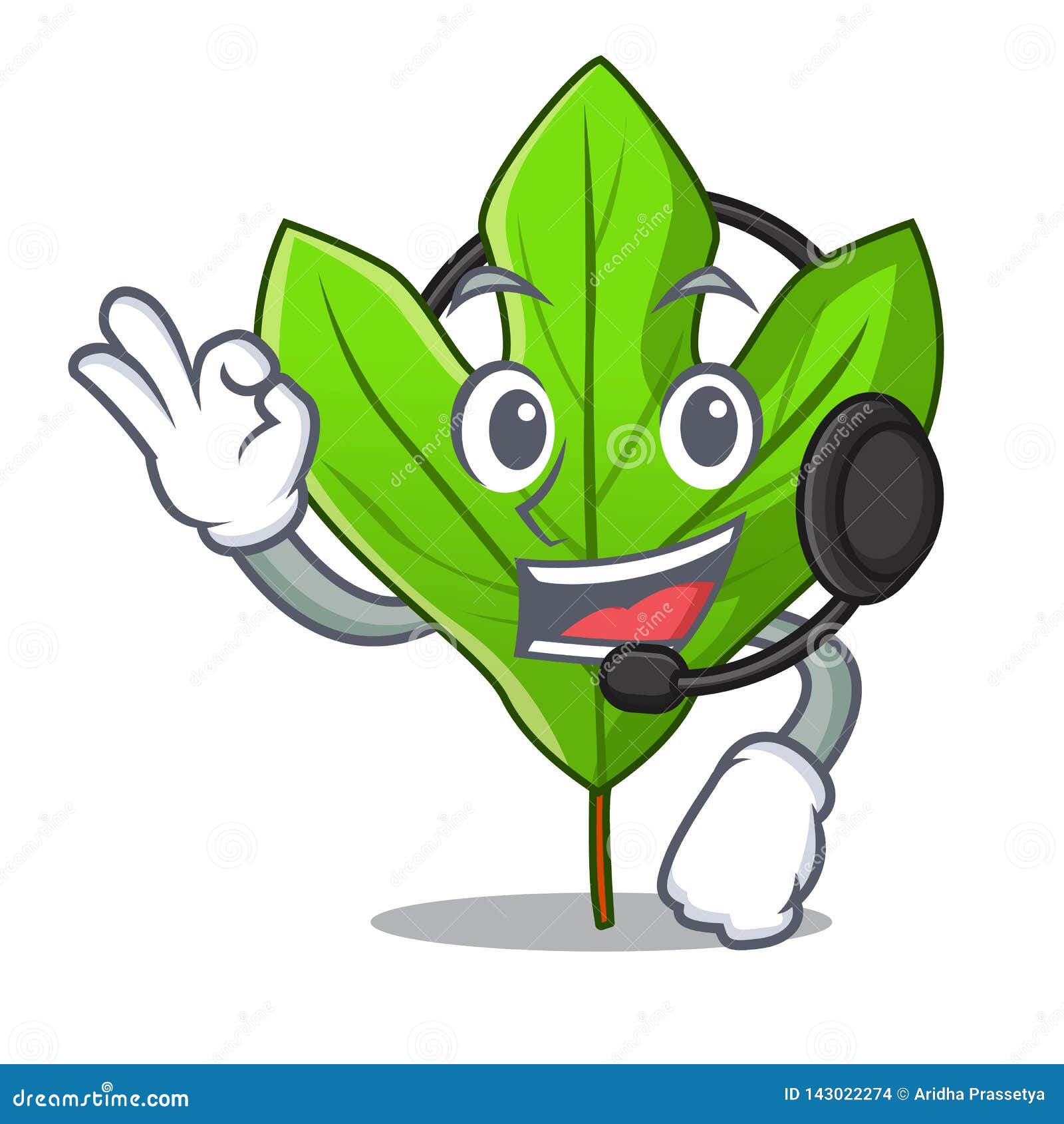 With Headphone Sassafras Leaf in the Shape Cartoon Stock Vector ...