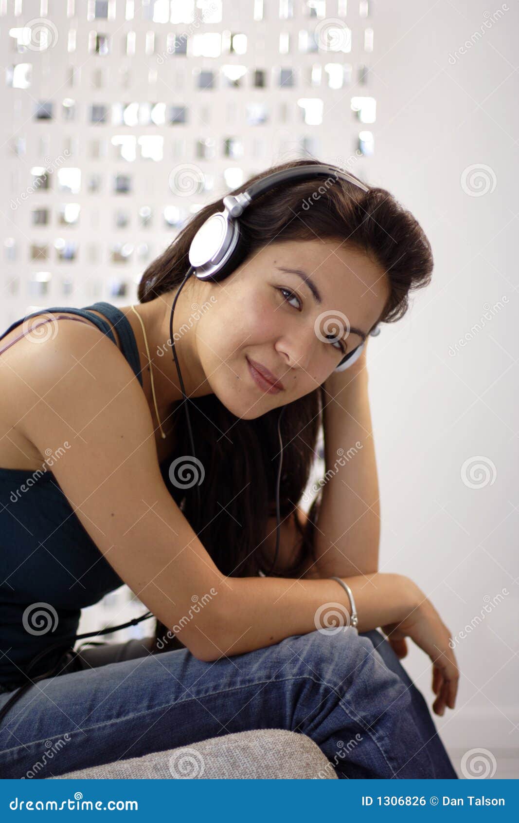 Headphone woman stock photo. Image of single, listening - 1306826