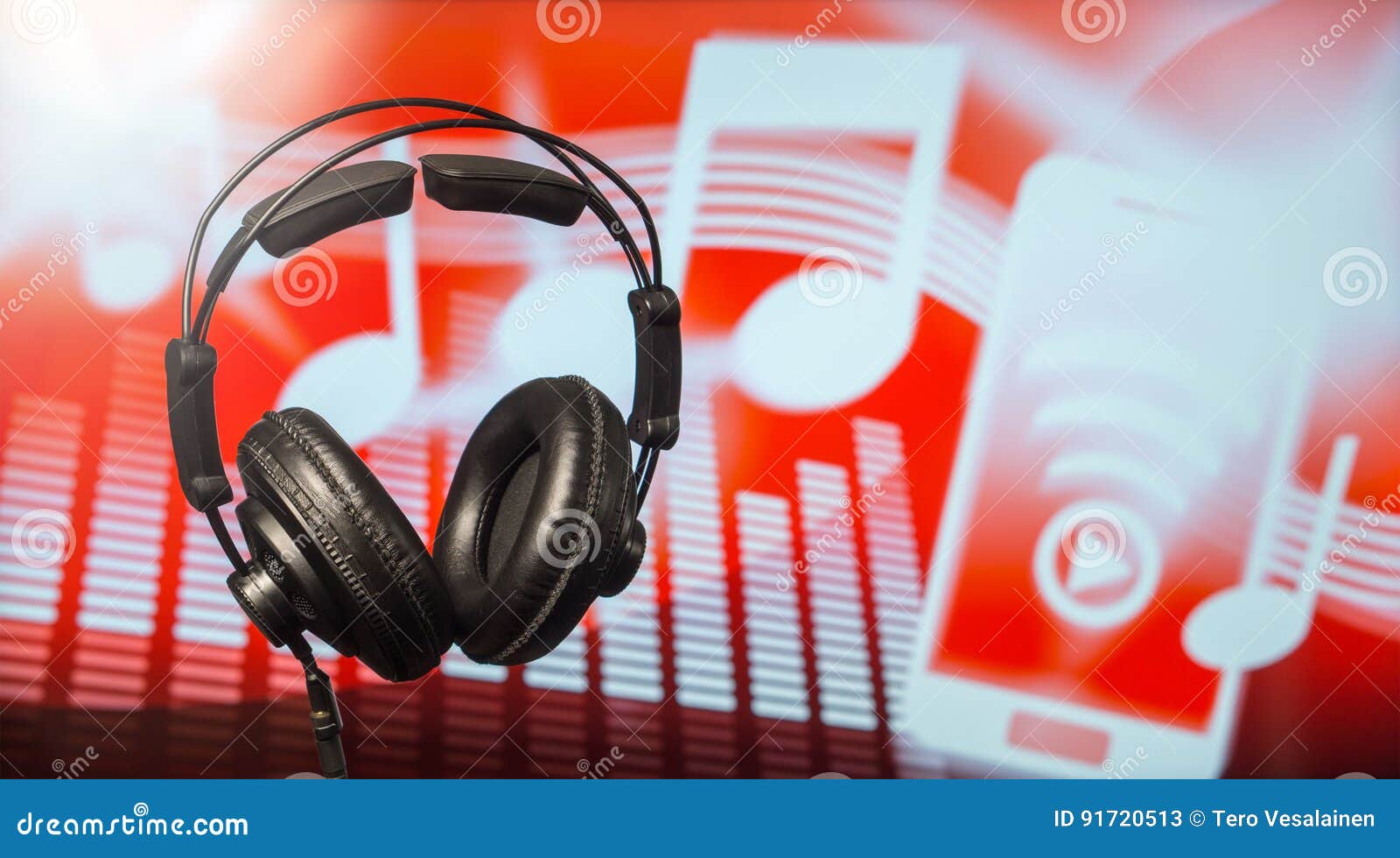 Headphones on Abstract Background Stock Image - Image of background ...