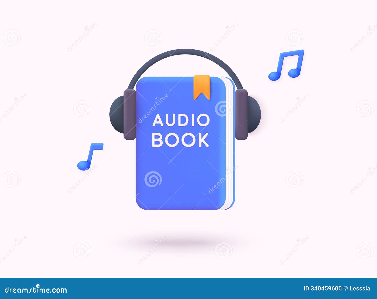 Headphones, Book and Music Notes Symbols Floating Objects Cartoon Style ...