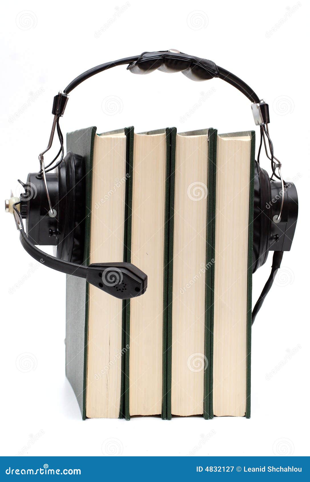 Headphones and books stock image. Image of information - 4832127