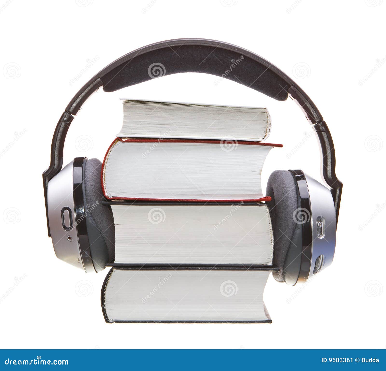 Headphones and books stock image. Image of music, reflection - 9583361