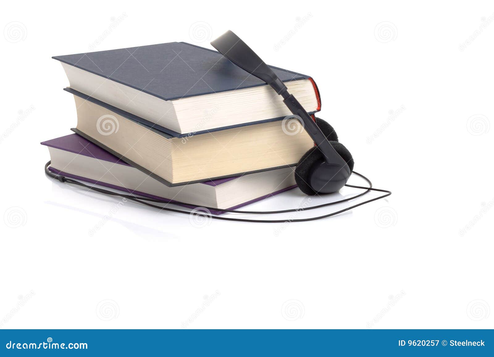 Headphones and books stock image. Image of books, headphones - 9620257