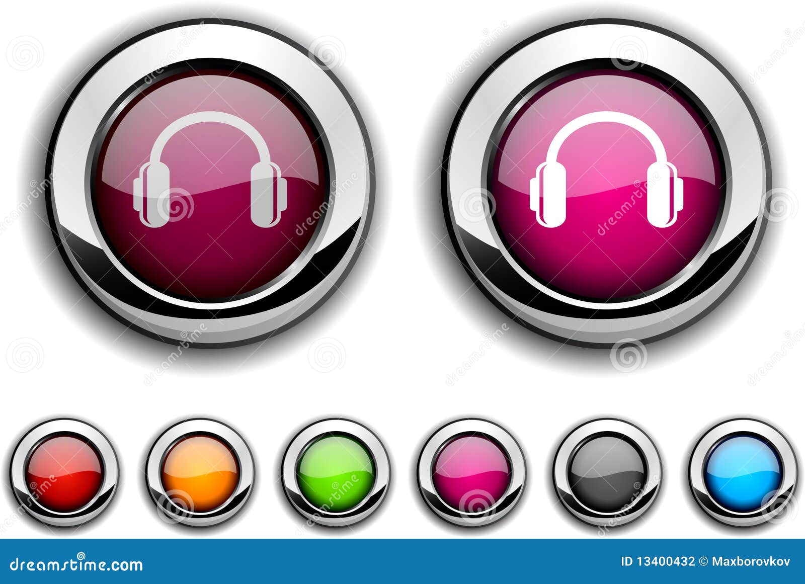 Headphones button. stock vector. Illustration of shadow - 13400432