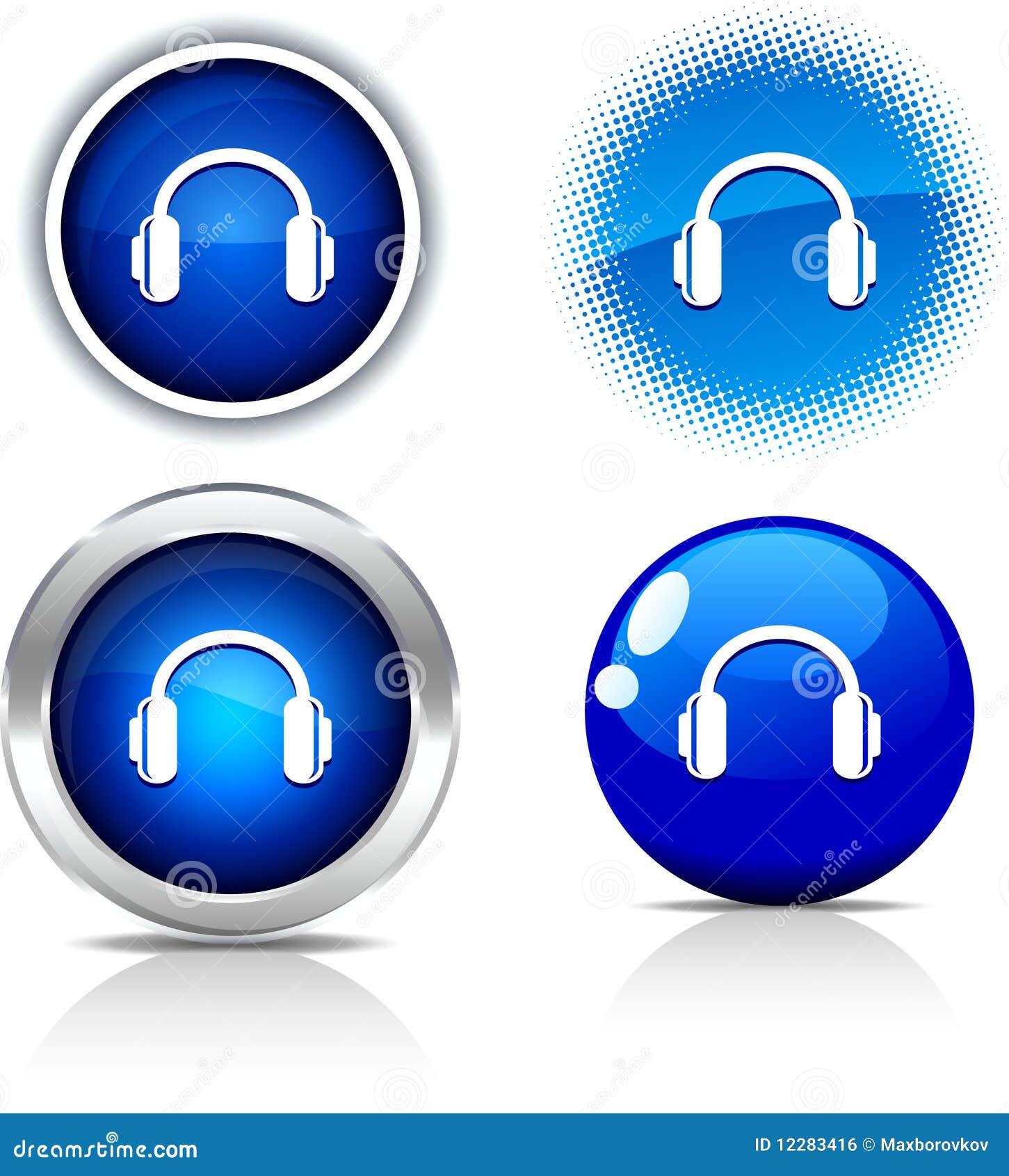 Headphones buttons. stock vector. Illustration of audio - 12283416