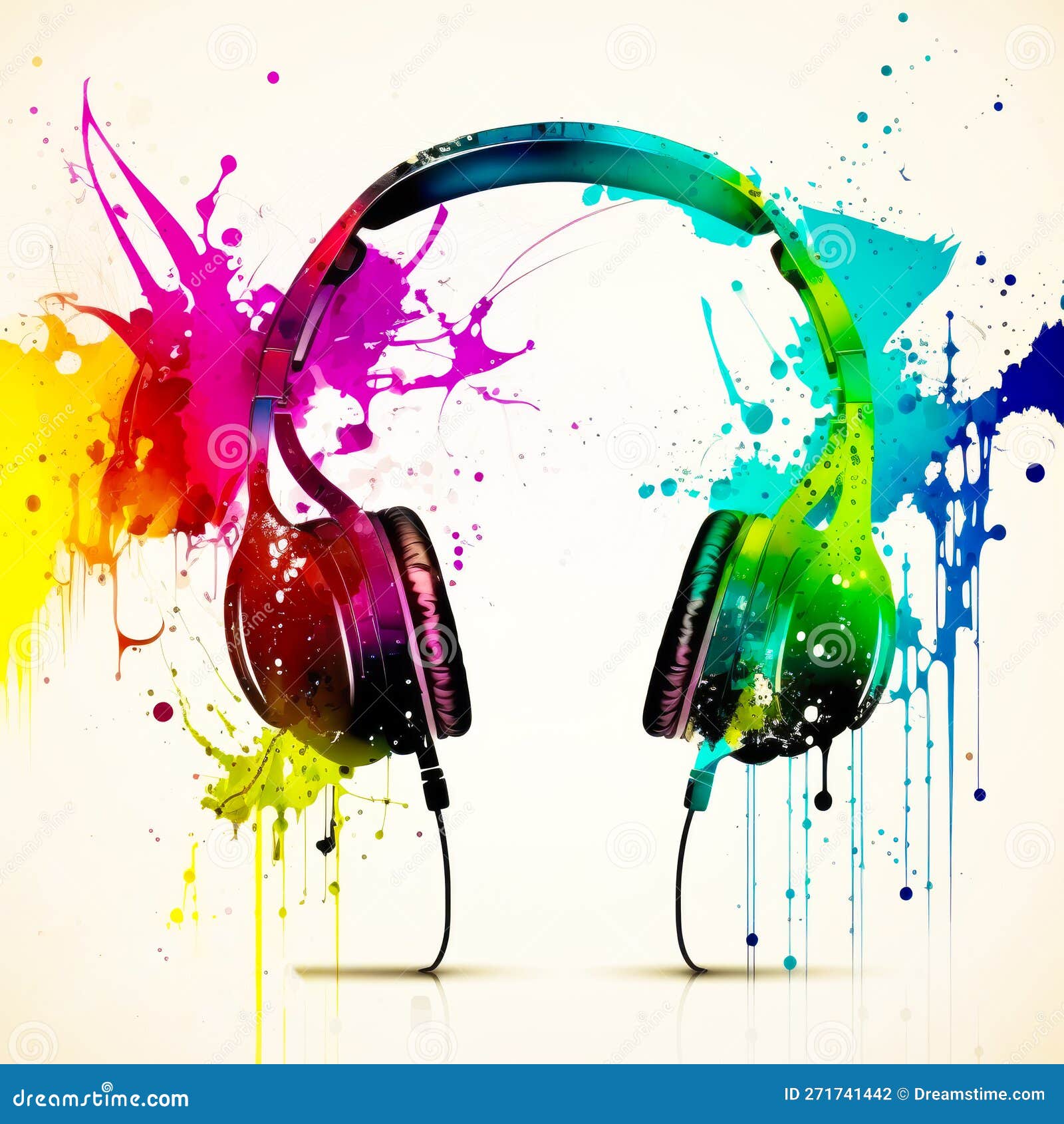 Headphones on Colorful Background with Splashes of Paint. Generative AI ...