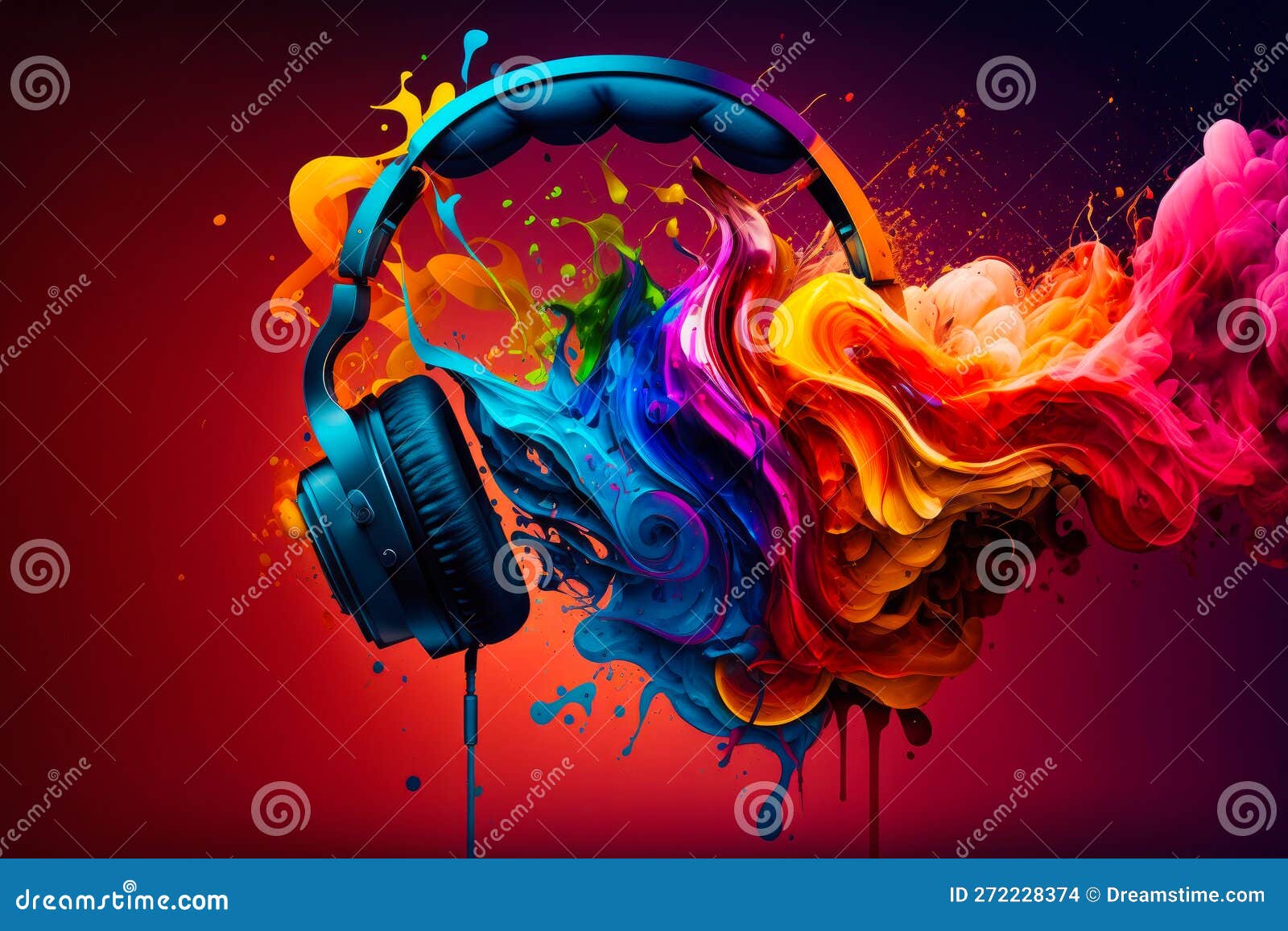 Headphones with Colorful Paint Splashed on Them. Generative AI Stock ...