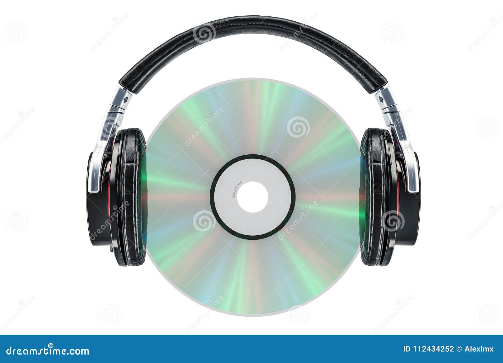 Headphones with Compact Disc, 3D Rendering Stock Illustration ...