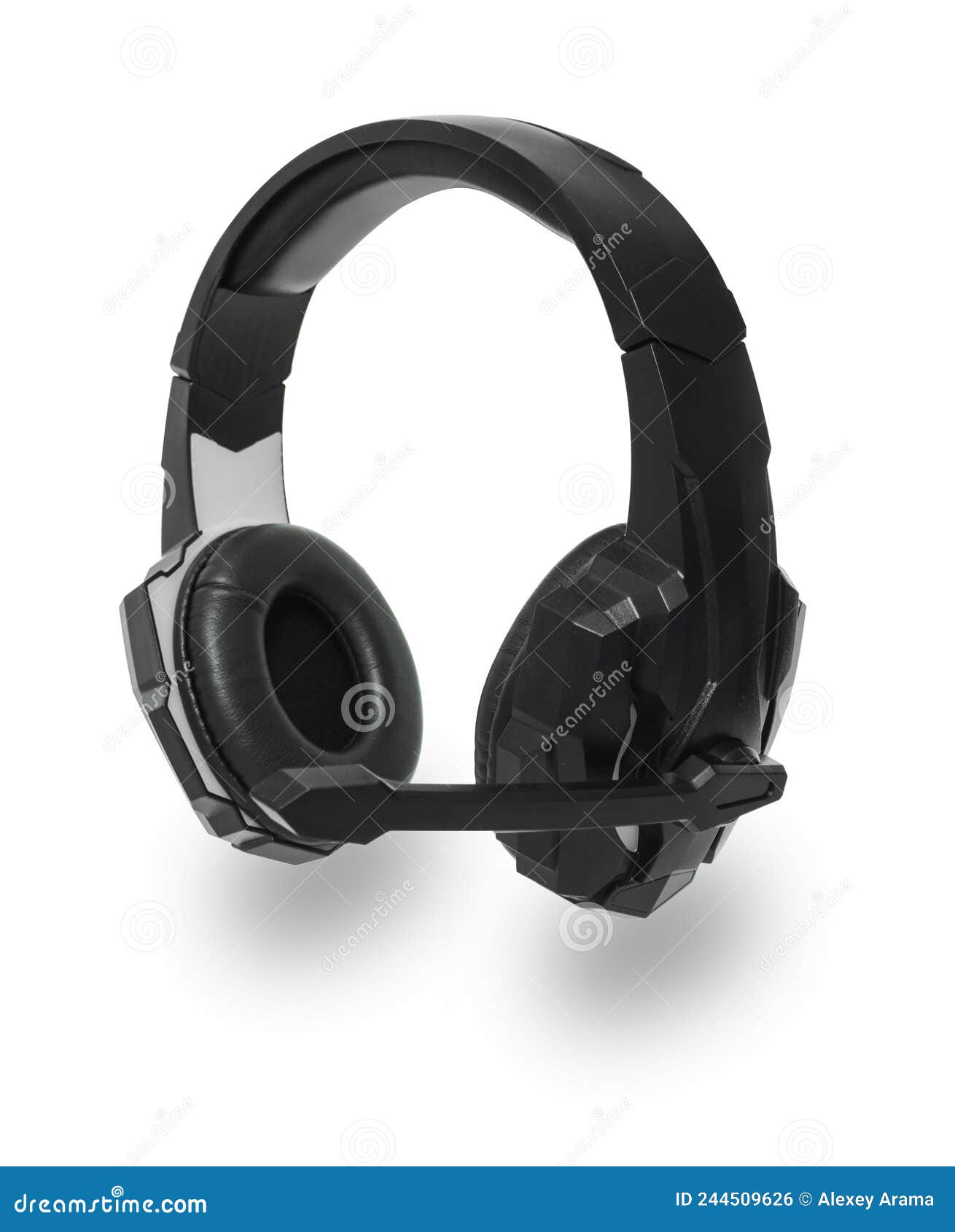 Headphones for a Computer, a Headset, on a White Background, a Shadow ...