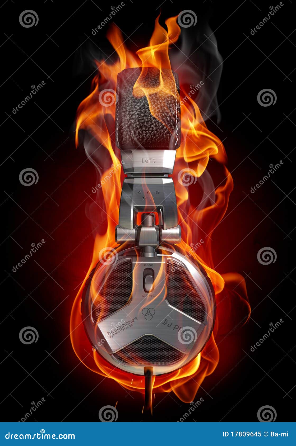 Headphones in fire stock illustration. Illustration of headphones ...