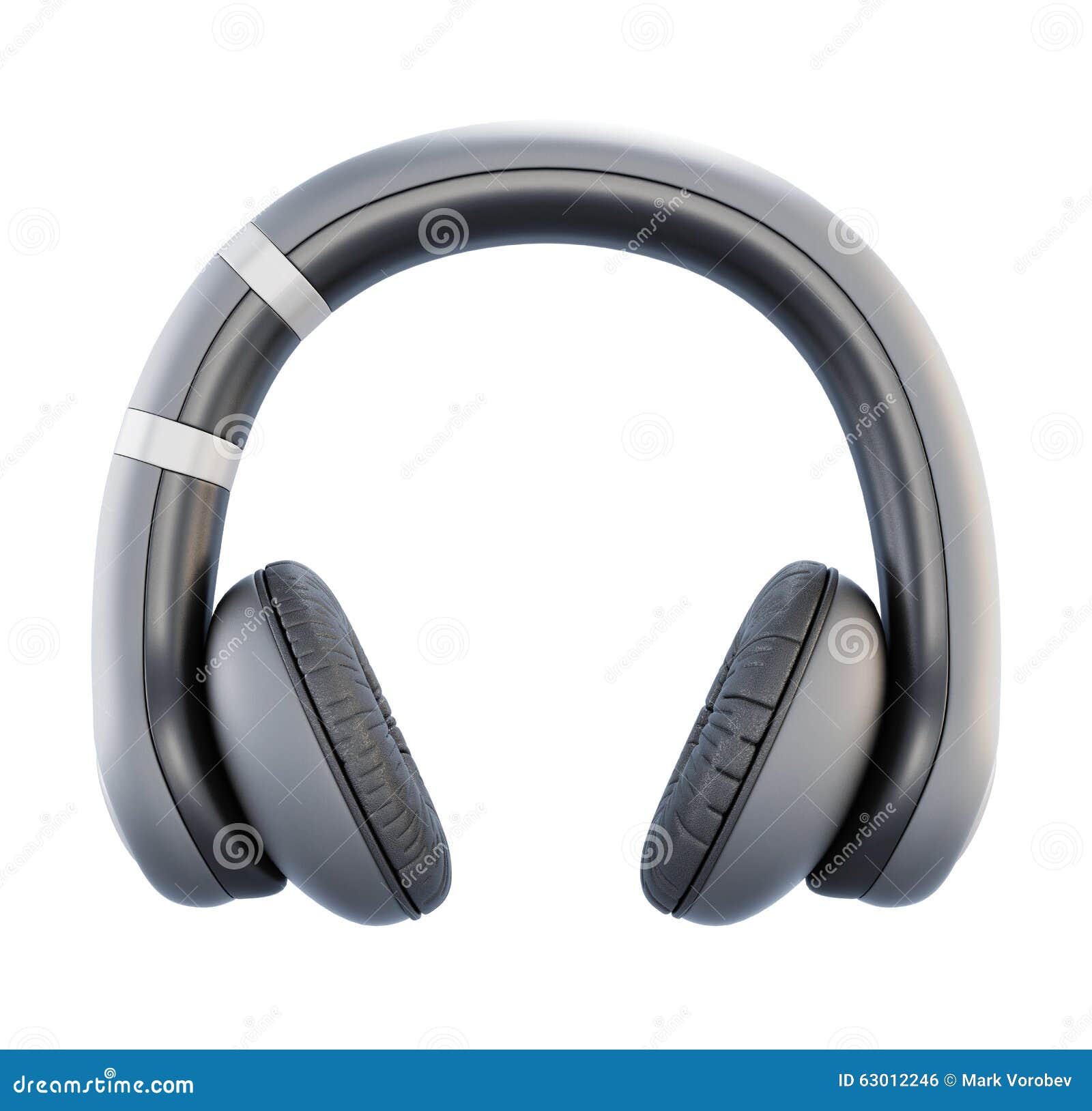 Headphones Front View on a White. 3d. Stock Illustration - Illustration ...