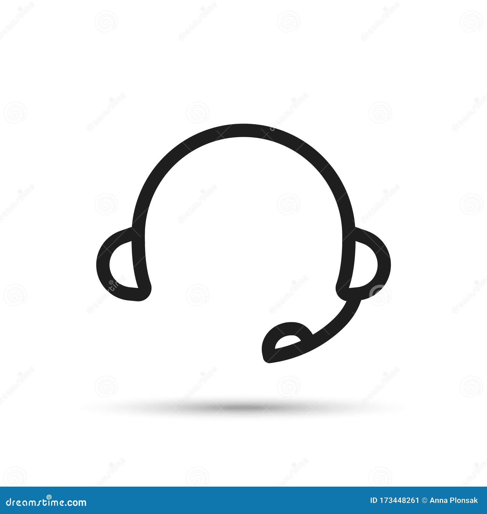 Headphones Icon with a Microphone. Call Center Icon Stock Illustration ...