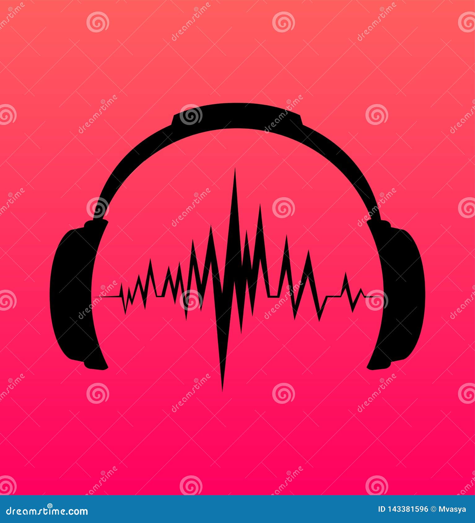 Headphones Icon with Sound Wave Beats Stock Vector - Illustration of ...