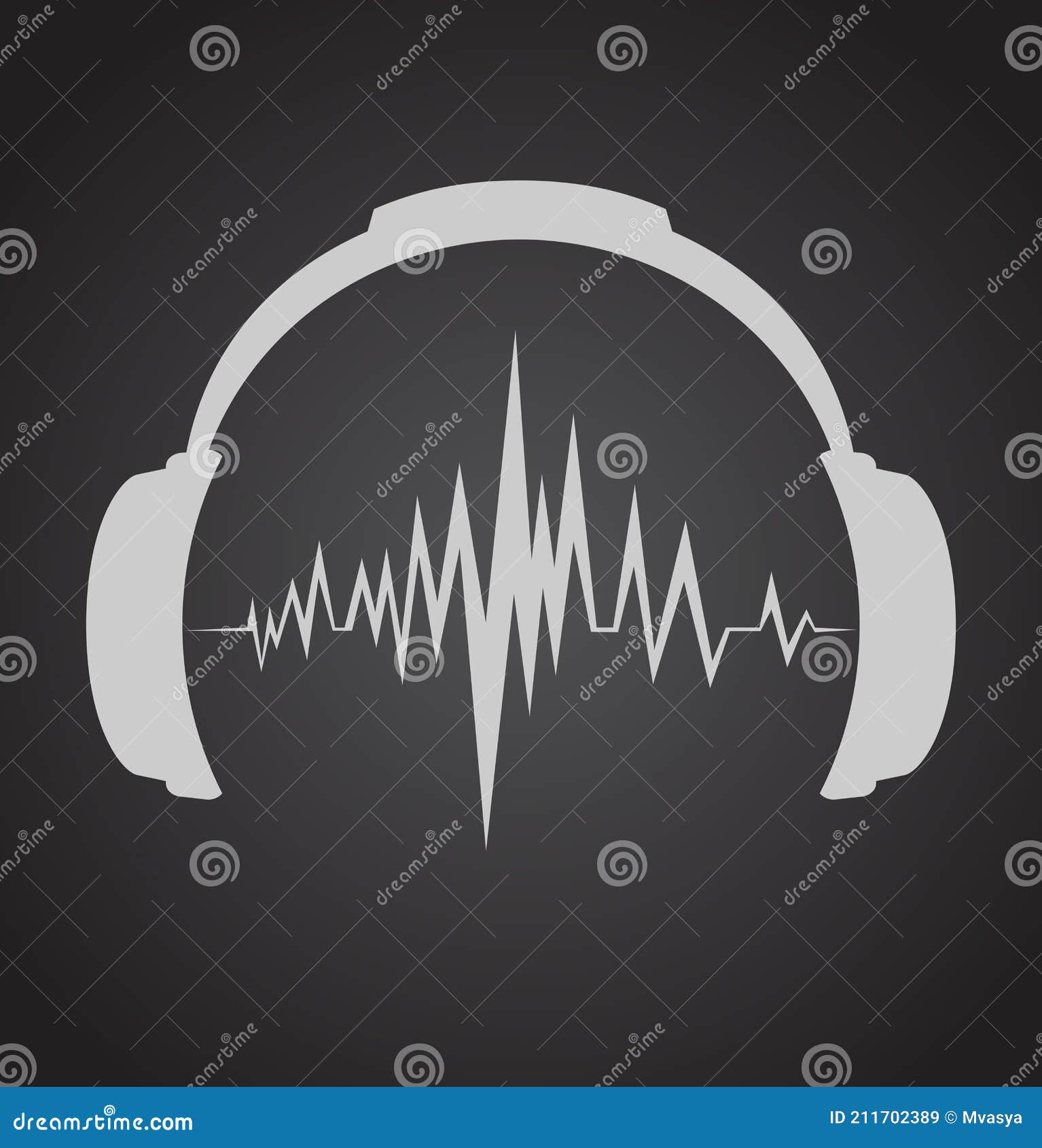 Headphones Icon with Sound Wave Beats. Vector Flat Illustration Stock ...