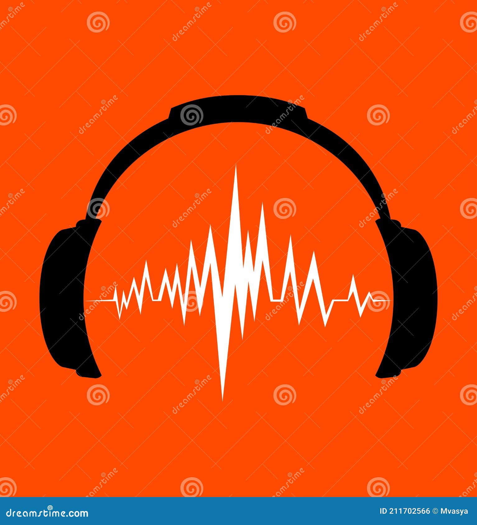 Headphones Icon with Sound Wave Beats. Vector Flat Illustration Stock ...