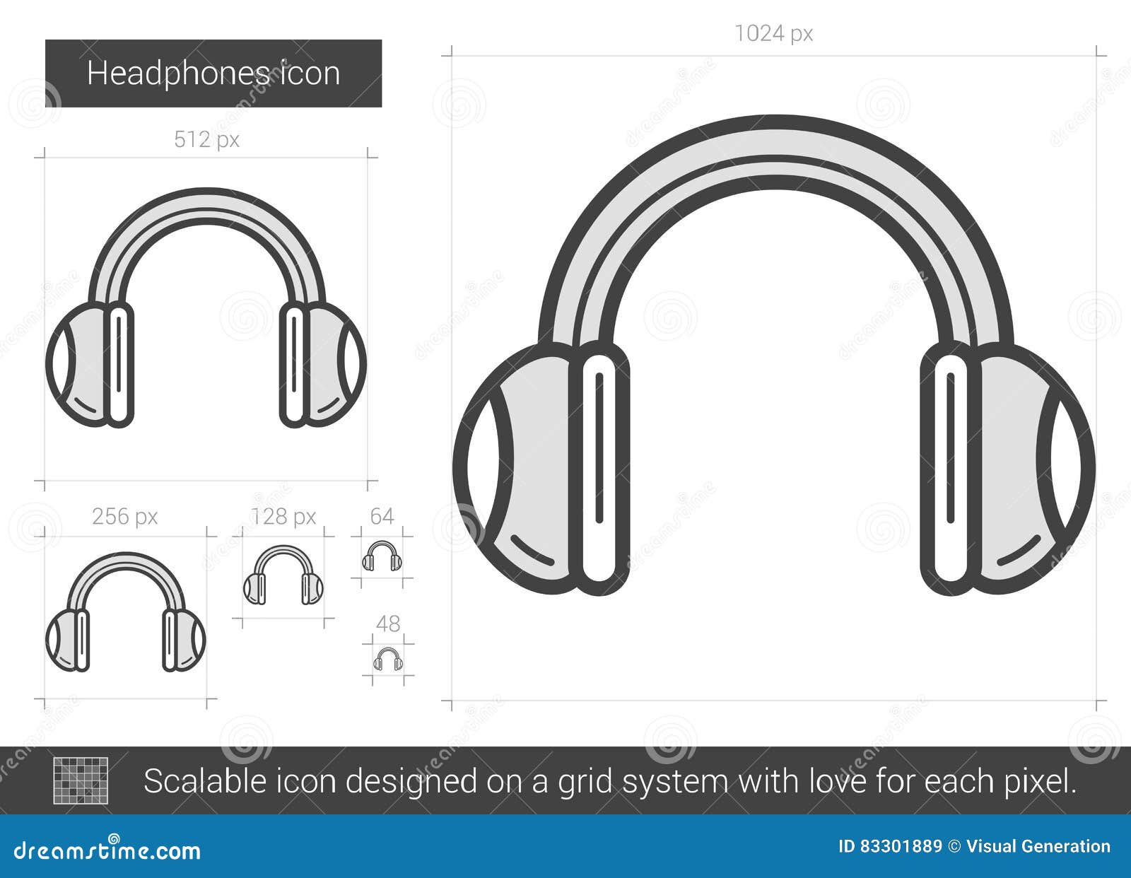 Headphones line icon. stock vector. Illustration of icon - 83301889
