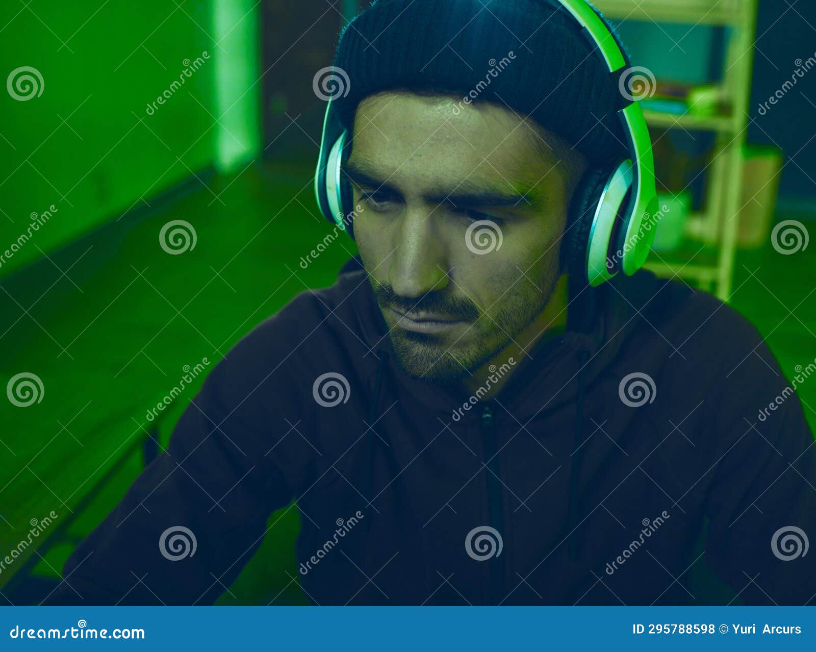 Headphones Man Or Hacker Programming Or Coding For Cybersecurity 5827