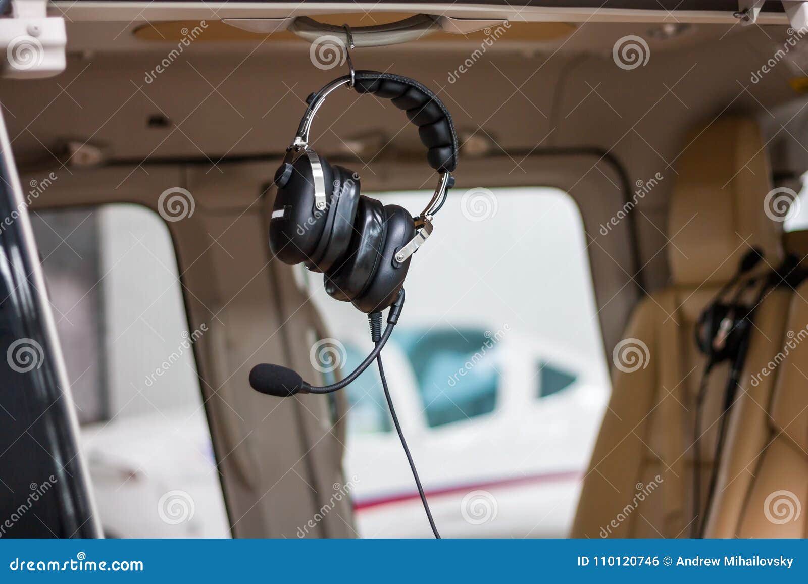 Headphones with a Microphone Stock Photo - Image of audio, cabin: 110120746