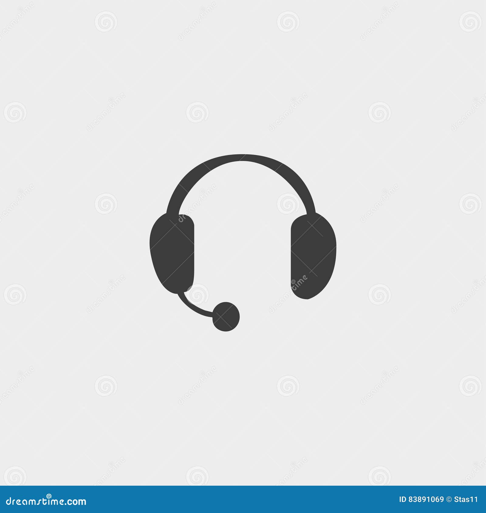 Headphones with Microphone Icon in a Flat Design in Black Color. Vector ...