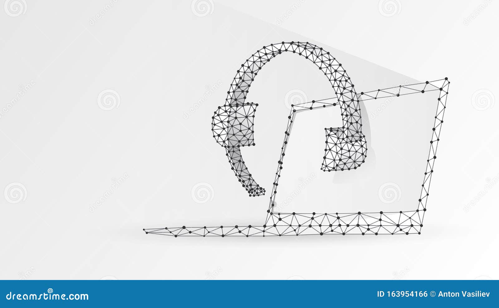 Headphones with Microphone on a Laptop Screen. Abstract Digital ...