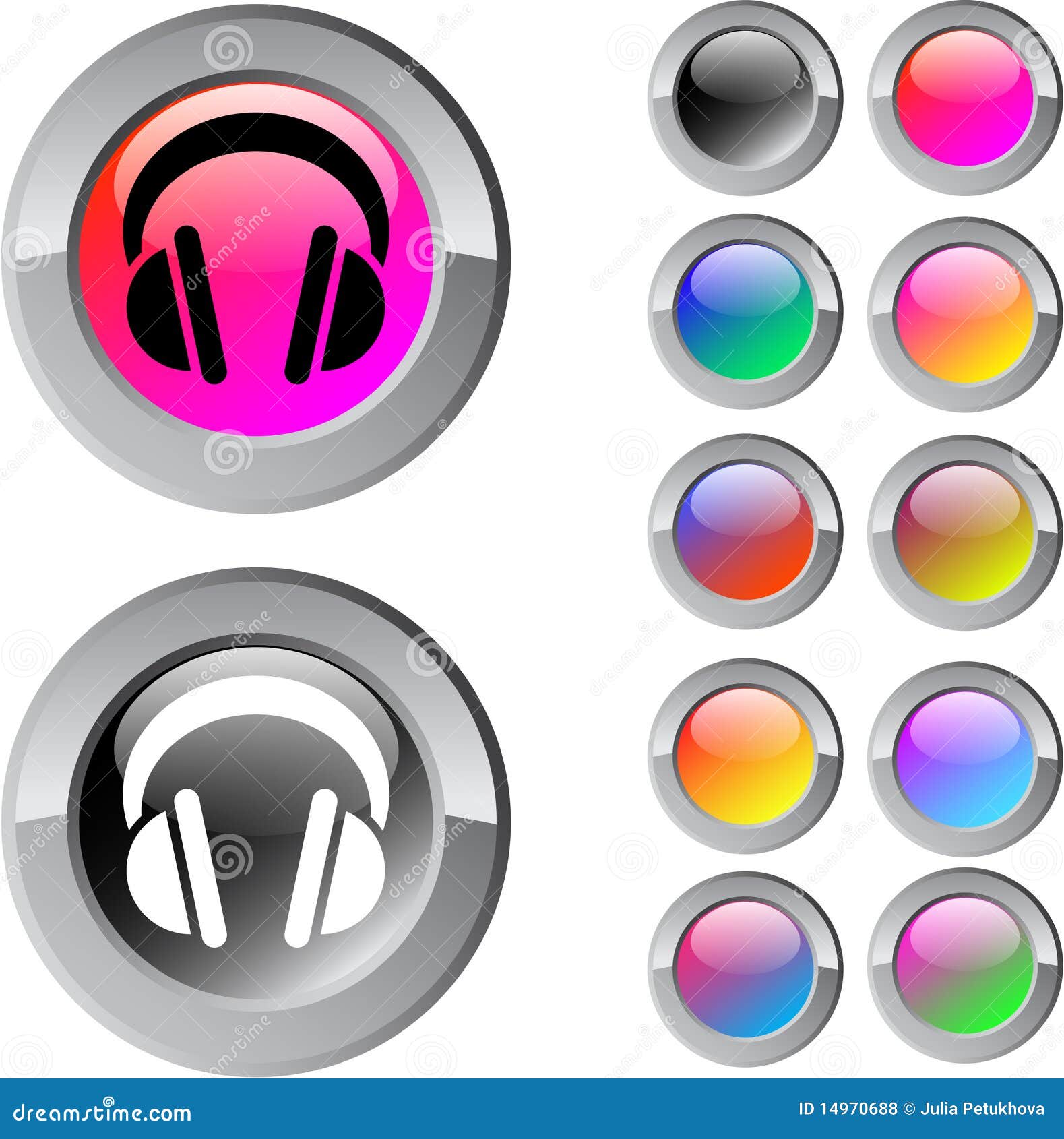 Headphones Multicolor Round Button. Stock Vector - Illustration of ...