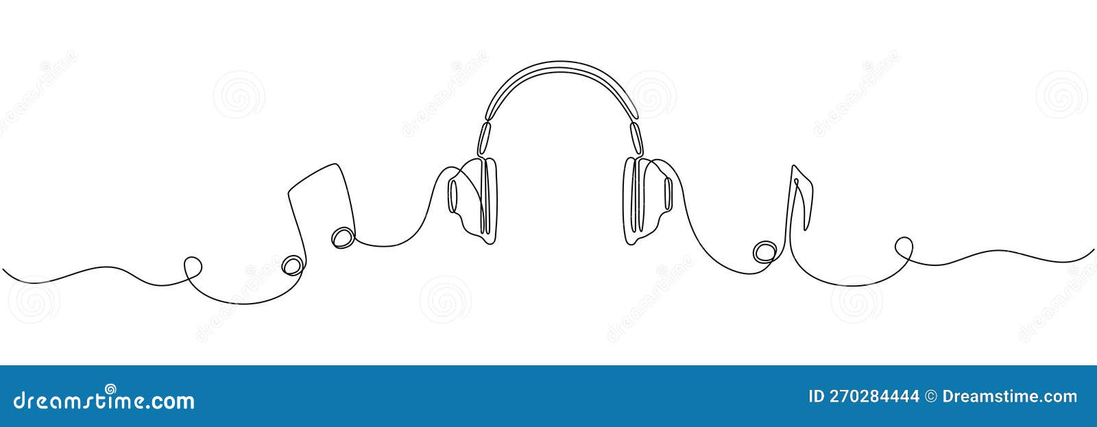 Headphones with Music Notes Continuous One Line Drawing. Stock Vector ...