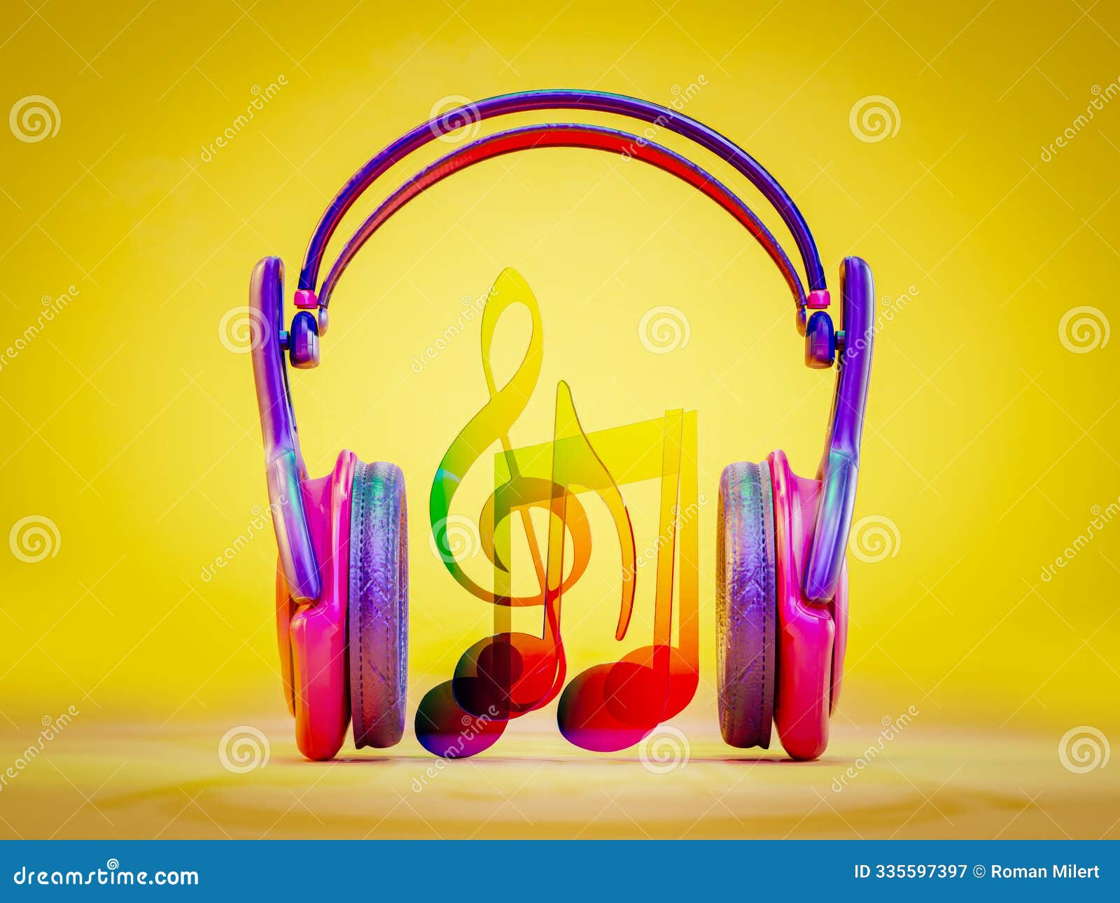 Headphones and music notes stock illustration. Illustration of graphic ...