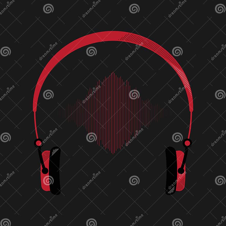 Red headphones. stock vector. Illustration of wireless - 213501439