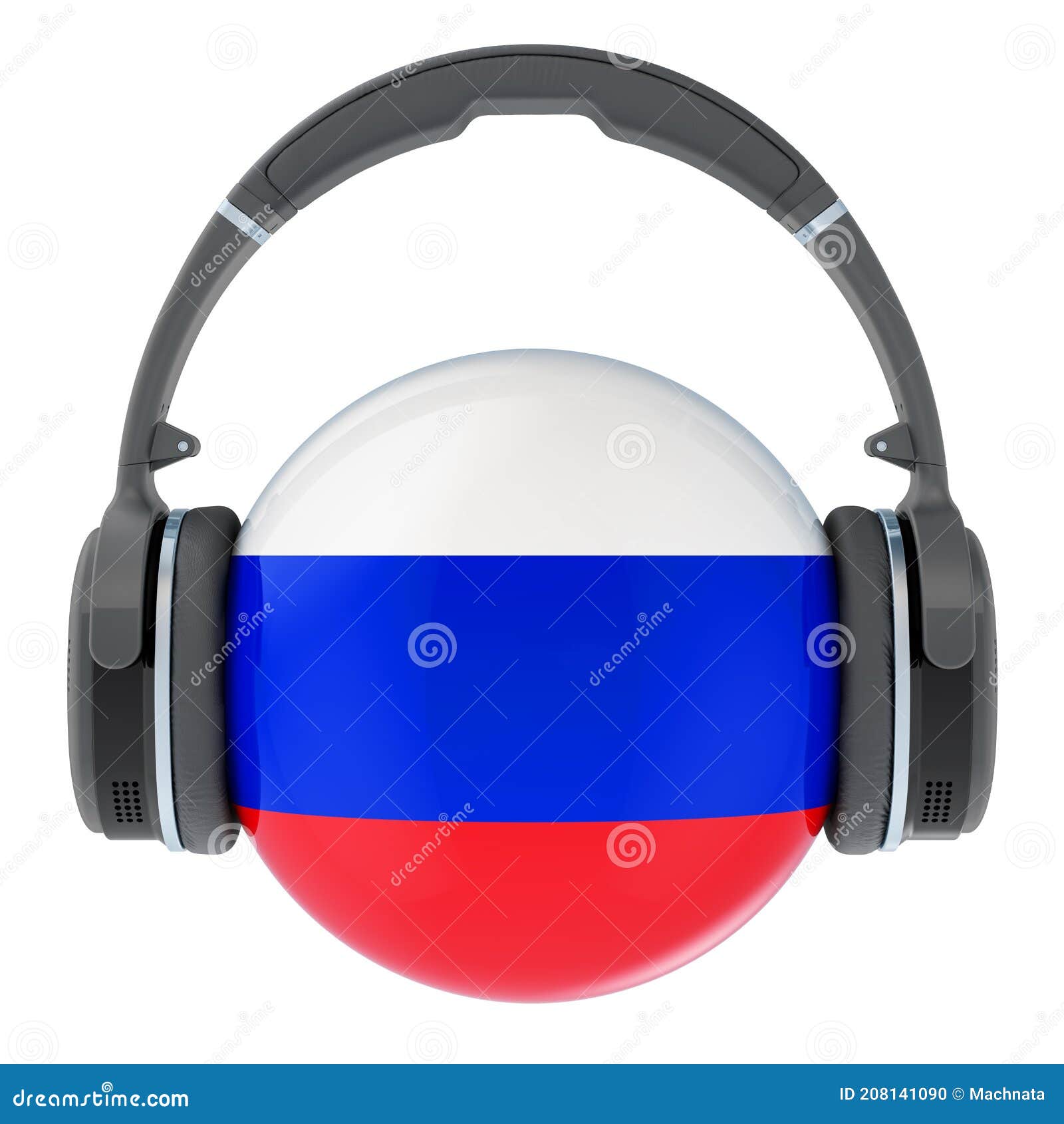 Headphones with Russian Flag, 3D Rendering Stock Illustration ...