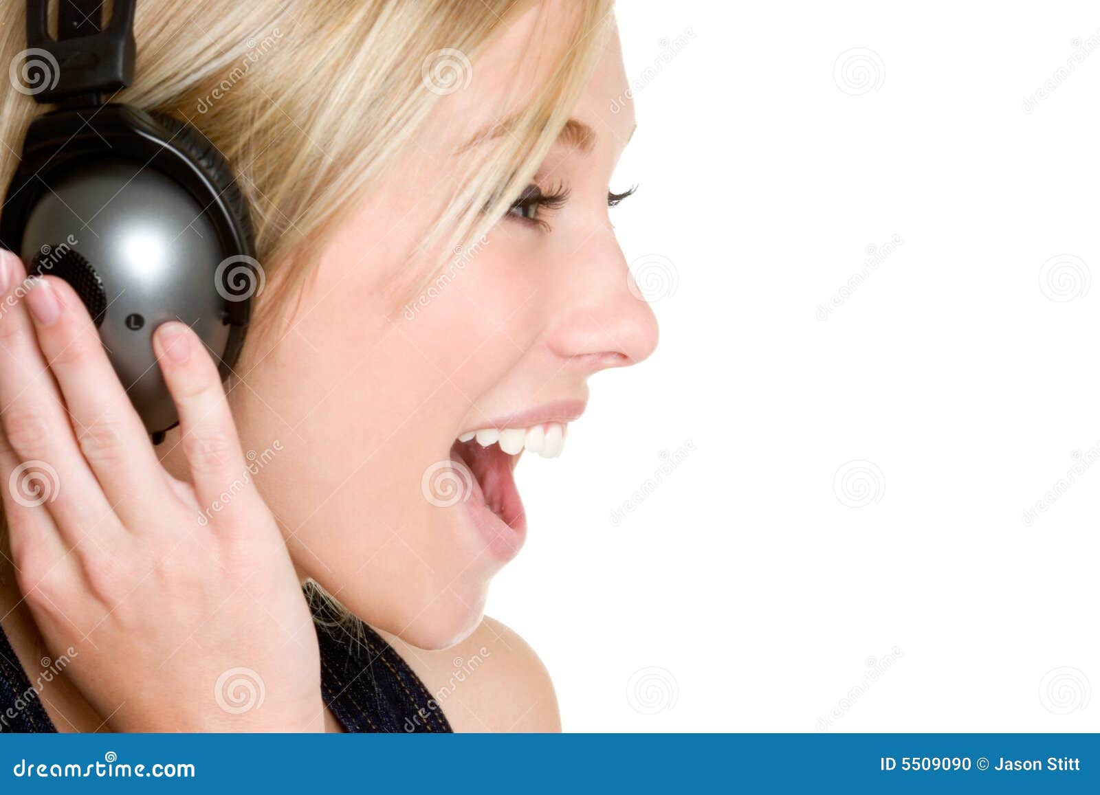 Headphones Singing Girl stock photo. Image of isolated - 5509090