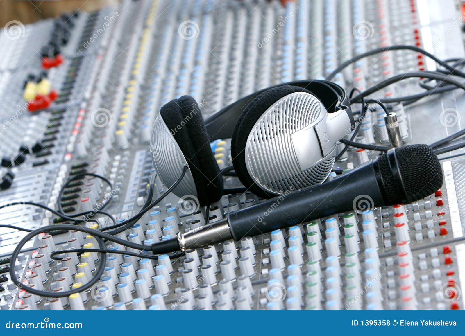 Headphones on sound mixer stock photo. Image of mixer - 1395358