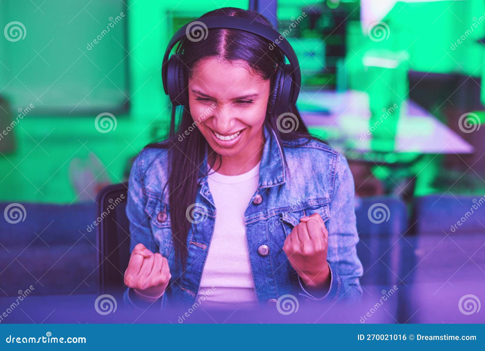 Headphones, Success and Celebration of Hacker on Computer after Hacking ...