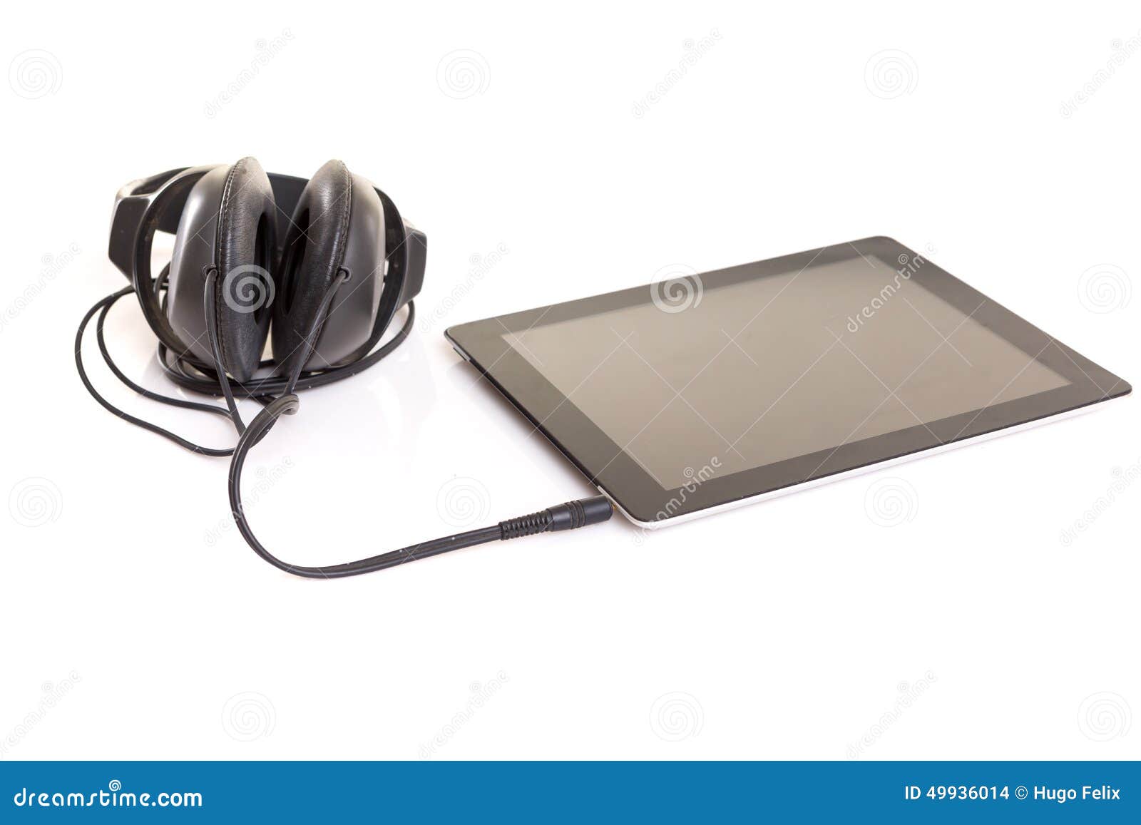 Headphones and tablet stock photo. Image of music, internet - 49936014