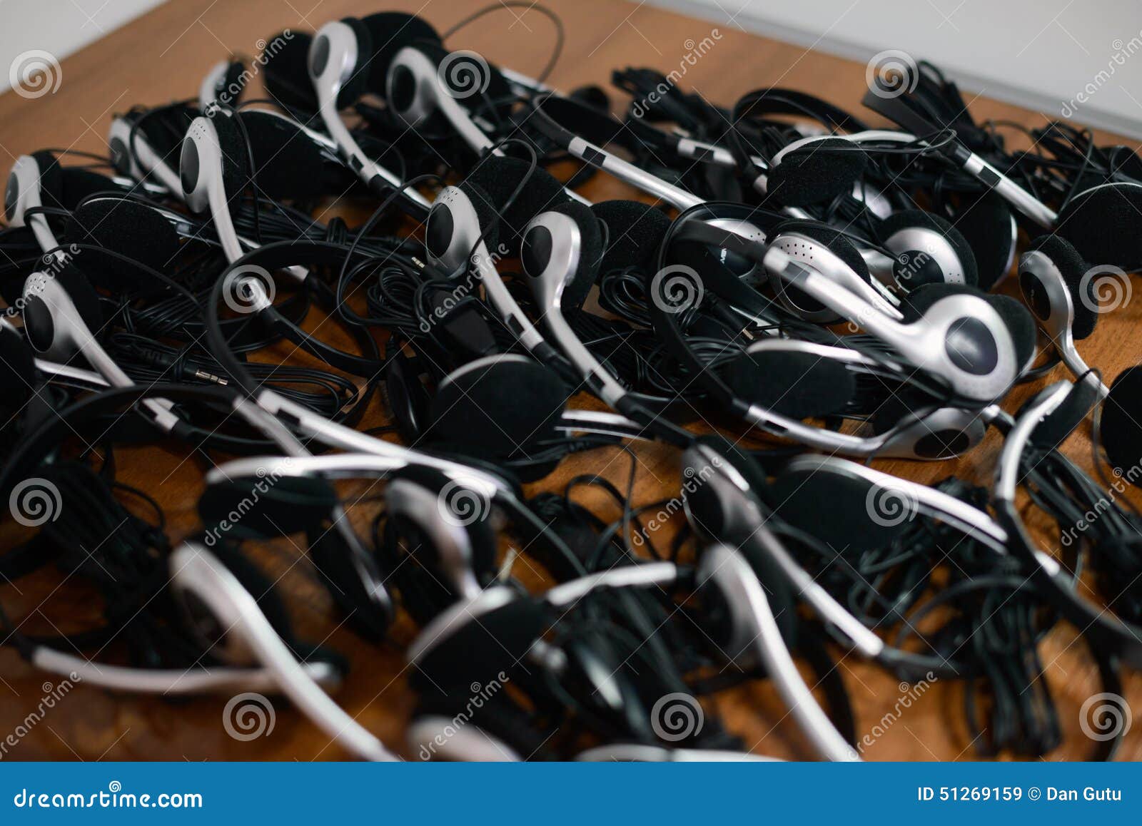 Headphones for translation stock image. Image of seminar - 51269159