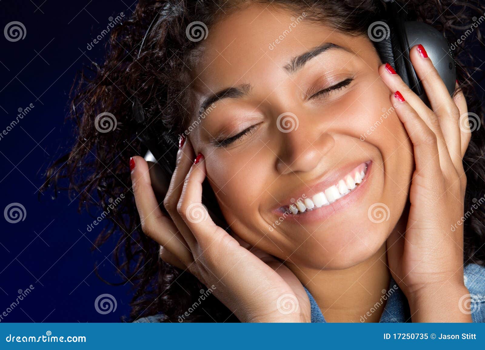 Headphones Woman stock image. Image of closeup, eyes - 17250735