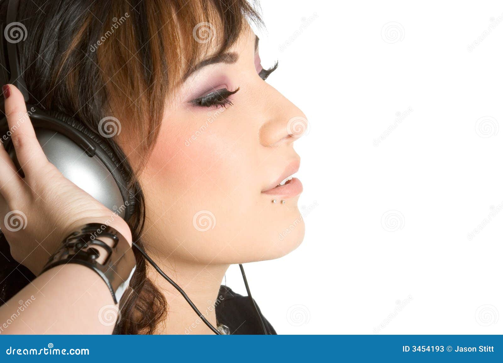 Headphones Woman stock image. Image of copy, entertainment - 3454193