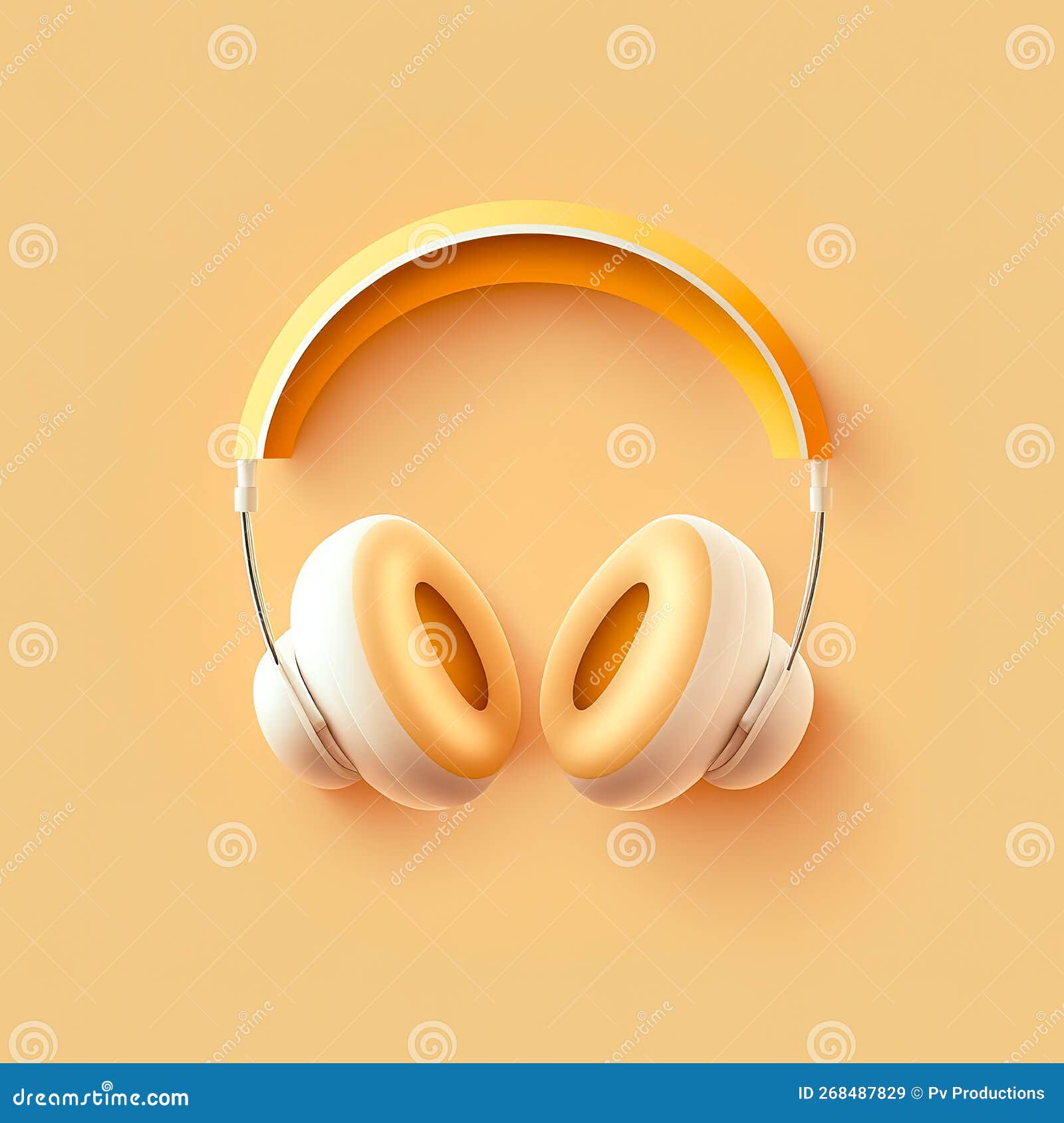 Headphones on a Yellow Background, Flat Lay. Stock Illustration ...