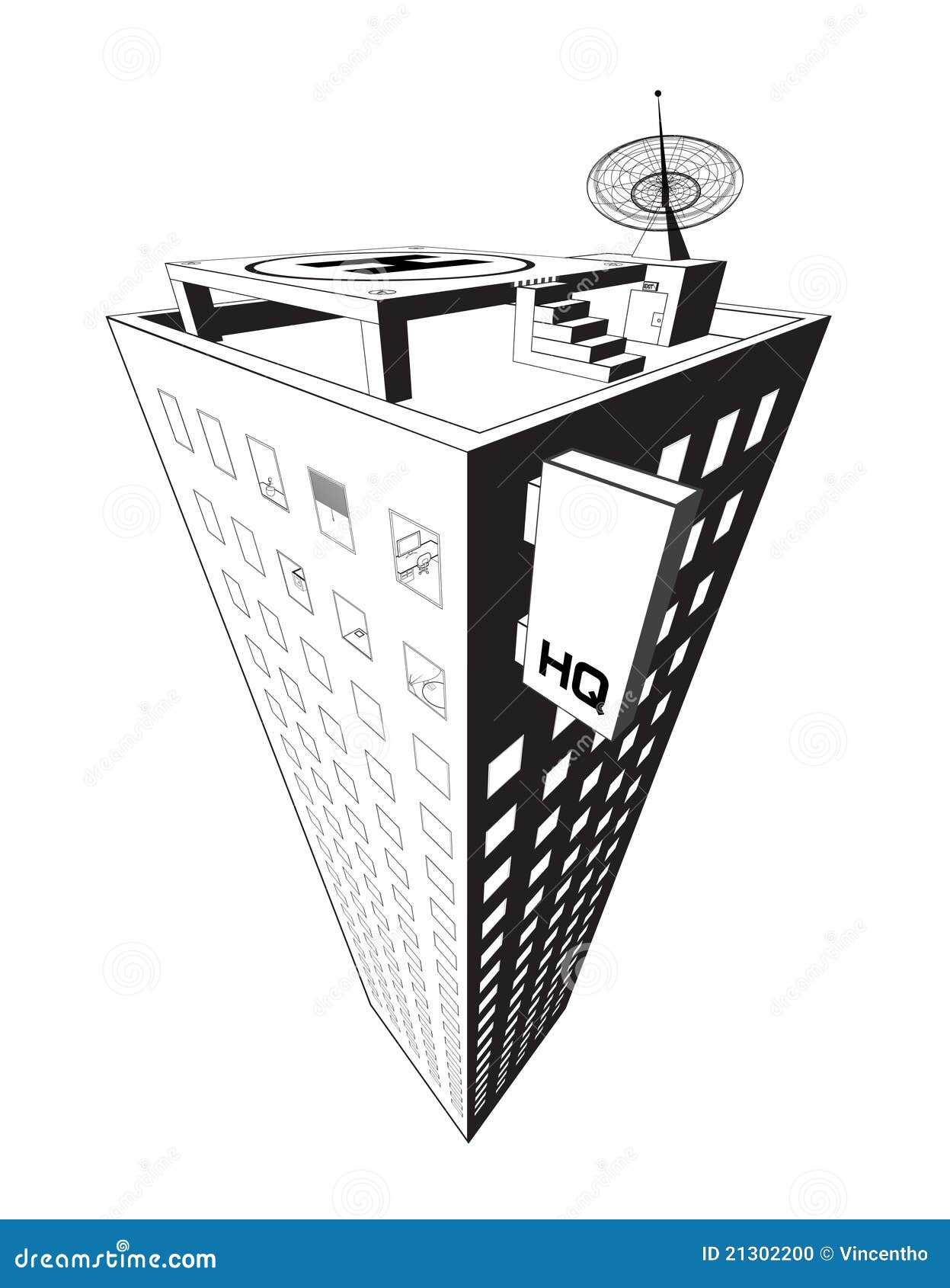 Headquarter HQ Building Isometric Illustration Stock Vector ...