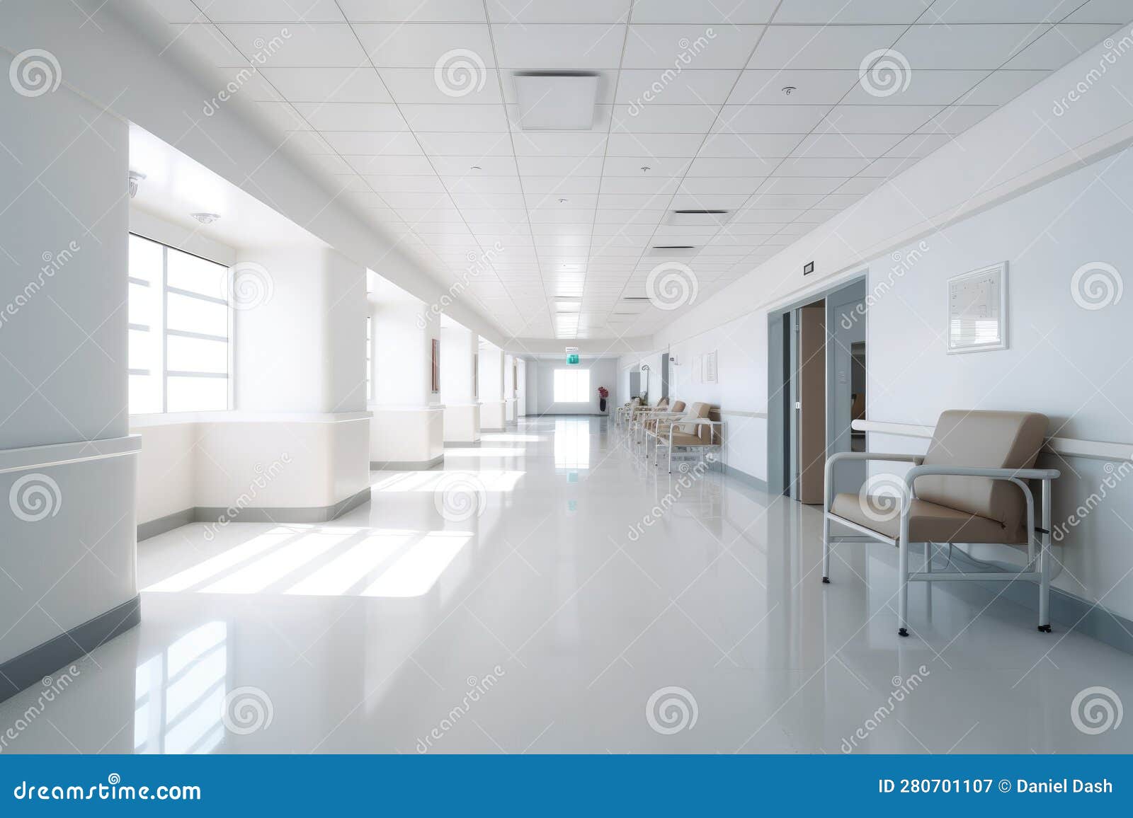 Headquarters Interior with Stunning Architecture and Window View Stock ...