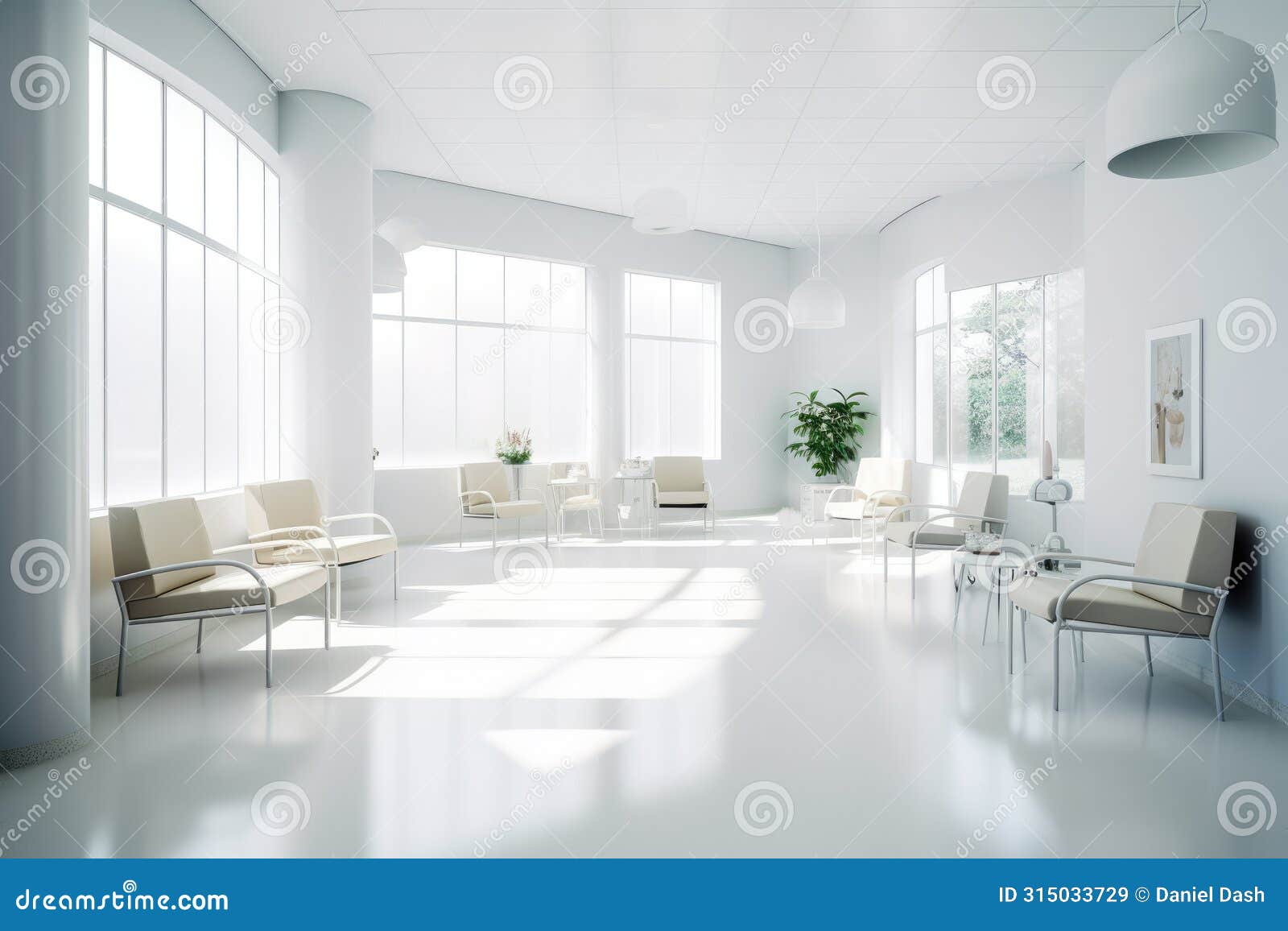 Headquarters Interior with Stunning Architecture and Window View Stock ...