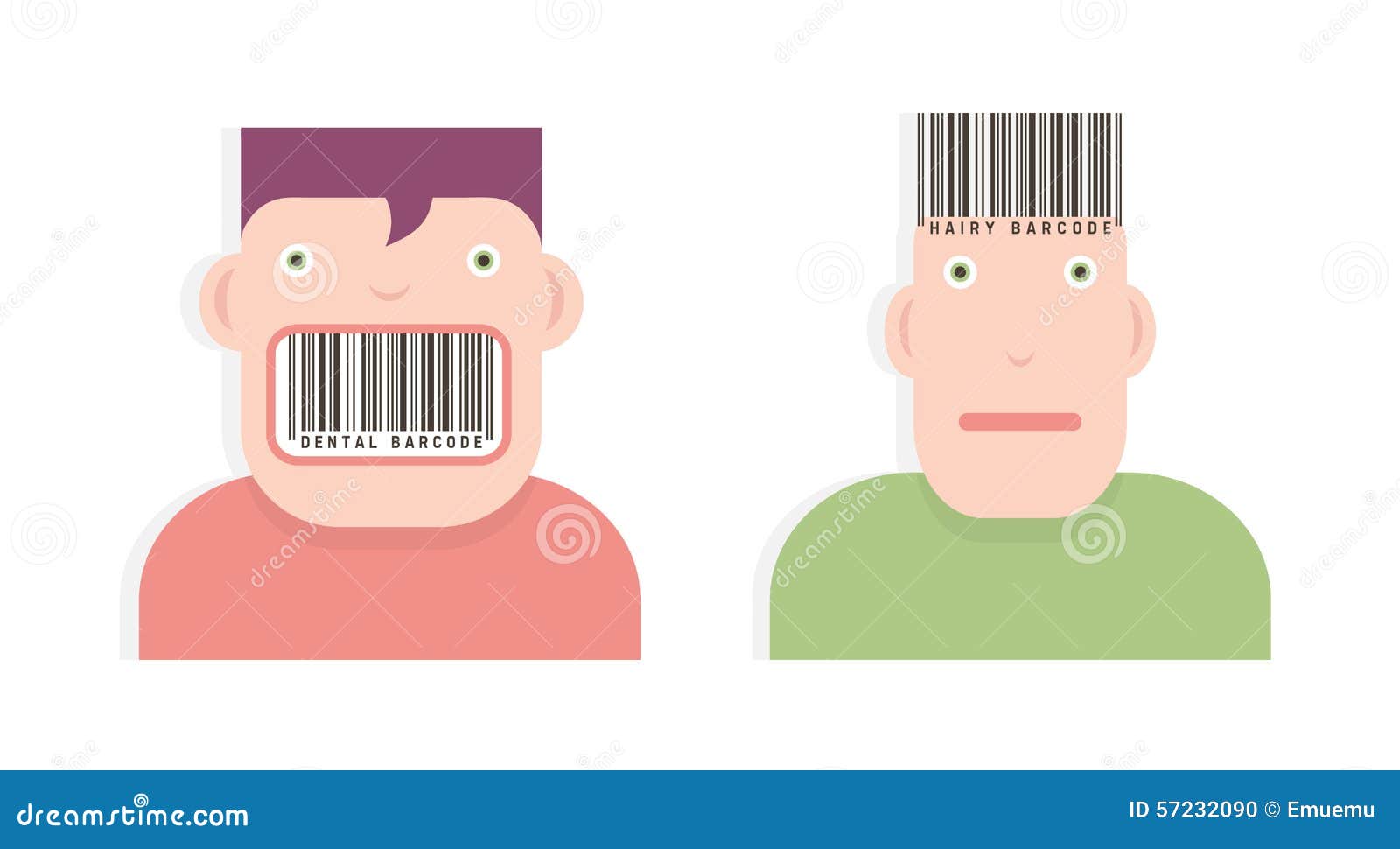 Heads with barcodes stock vector. Illustration of person - 57232090