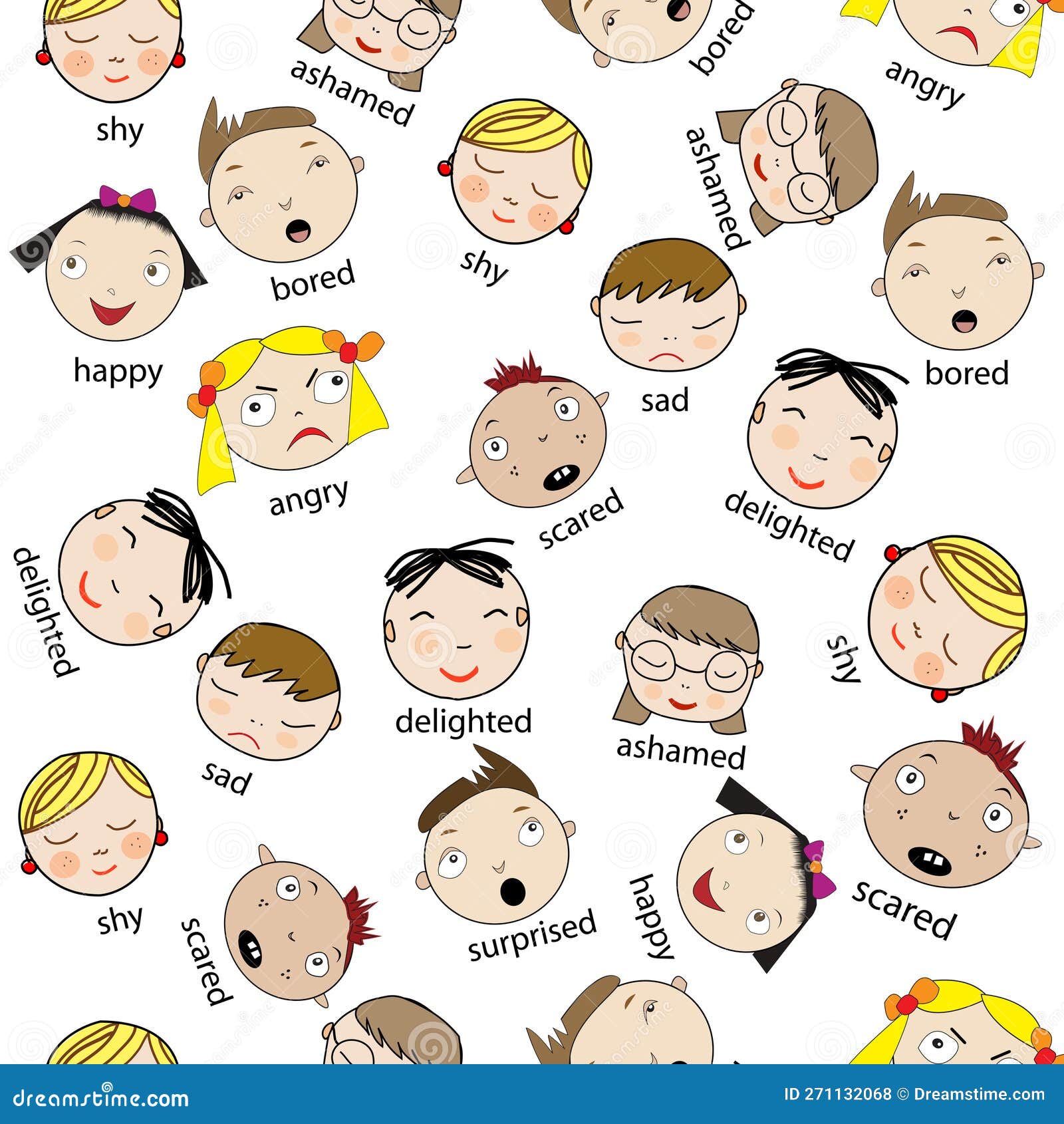 Heads of Children with Different Emotions on Their Faces Stock Vector ...