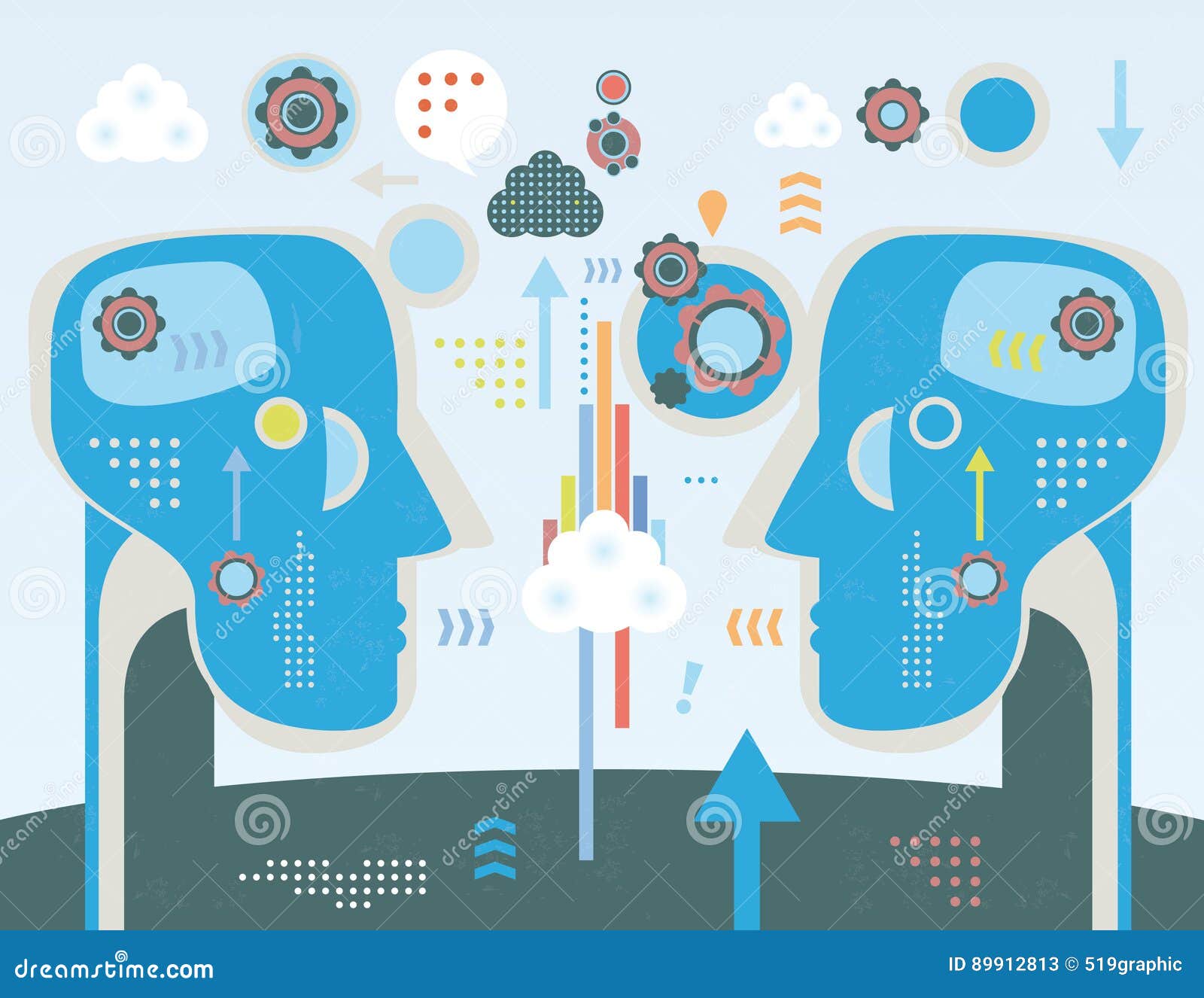 Heads In Communication Concept Cartoon Vector | CartoonDealer.com #89912813
