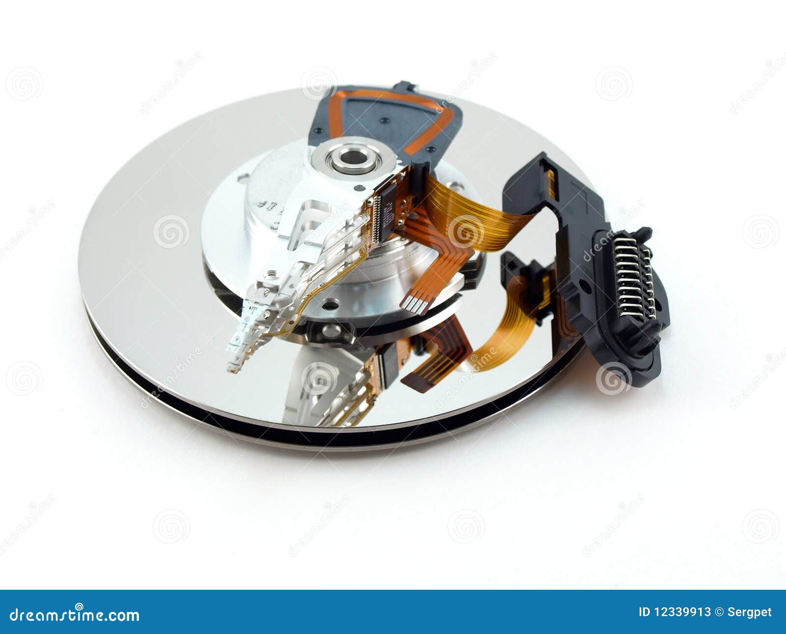 Heads and Disk of Hard Drive Stock Image - Image of contact, magnet ...