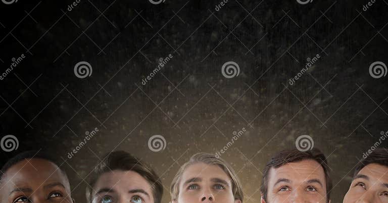 Heads Looking Up at Question Mark Stock Photo - Image of black, glow ...