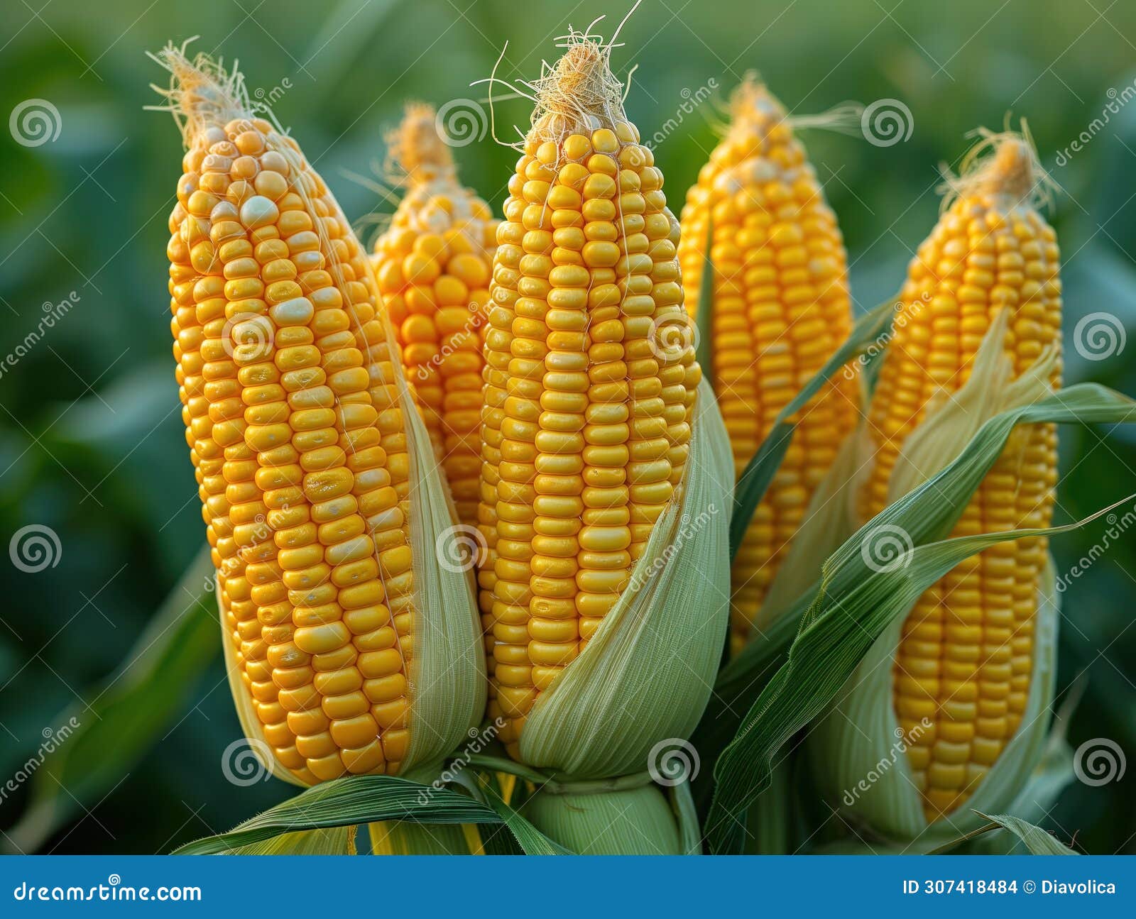 Heads of raw corn stock illustration. Illustration of sweet - 307418484